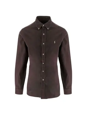 Polo Ralph Lauren Shirt With Buttons And Pony Embroidery - Brown
