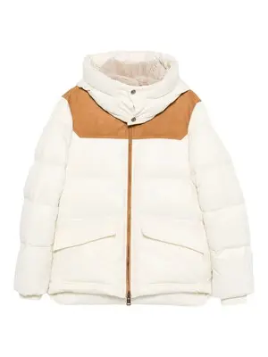 KIRED Padded Jacket With Suede Panels - Beige