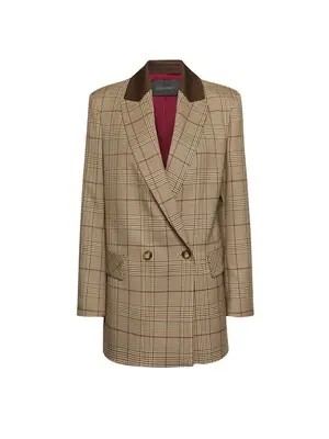ELENA MIRO` Double-breasted Prince Of Wales Blazer