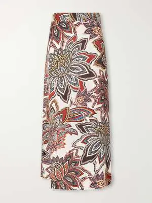 Farm Rio Floral-print Satin Maxi Skirt