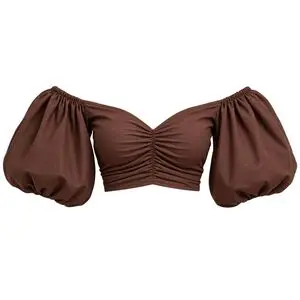 OFUURE Skye Puffy Sleeve Crop Top - Brown