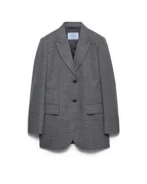 Prada Single-breasted Mélange Hopsack Jacket - Grey