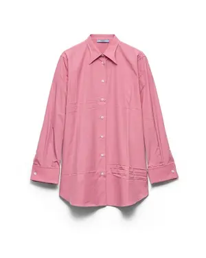 Prada Poplin Shirt With Embroidered Logo - Pink