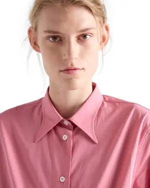 Prada Poplin Shirt With Embroidered Logo - Pink