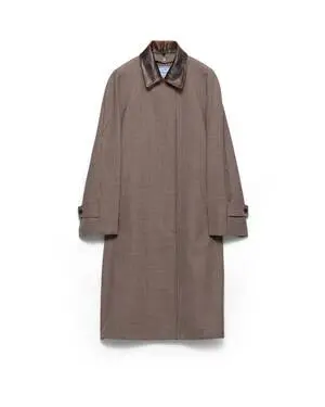 Prada Single-breasted Houndstooth Check Wool Coat