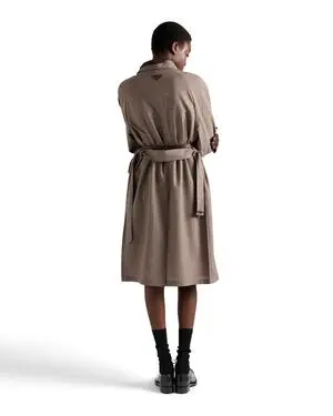 Prada Single-breasted Houndstooth Check Wool Coat