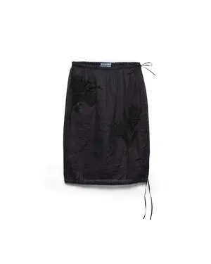 Prada Embroidered Organdy Midi-skirt - Black