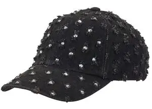 Supreme Hole Punch Rhinestone Denim 6panel - Black