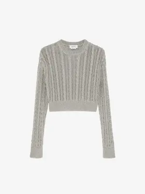 Alexander McQueen Metallic Cable Knit Jumper - Silver