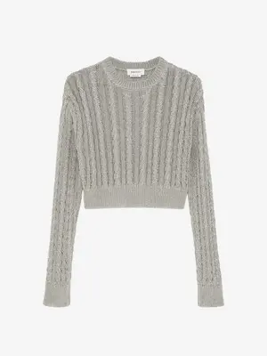 Alexander McQueen Metallic Cable Knit Jumper - Silver