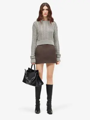 Alexander McQueen Metallic Cable Knit Jumper - Silver