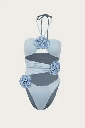 SAME Rose Cut Out One Piece - Denim/denim
