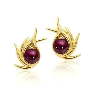 UNALOE Red / Gold Gold Plated Poseidon Ruby Stud Earrings – Contemporary Luxury Designer Earrings For