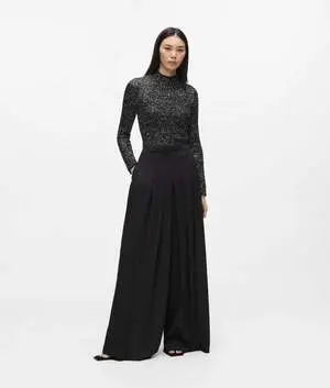 Karl Lagerfeld Pleated Wide-leg Trousers - Black