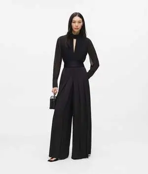 Karl Lagerfeld Pleated Polyester Jumpsuit