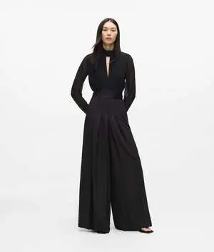 Karl Lagerfeld Pleated Polyester Jumpsuit - Black