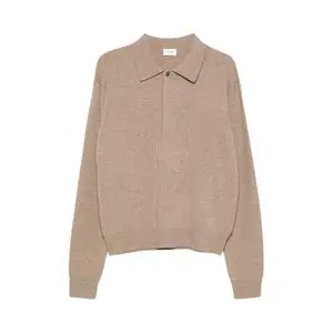 Saint Laurent Polo Manches Raglan Top 'taupe Chine - Tan