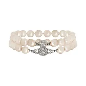 VIVIENNE WESTWOOD Graziella Pearl Bracelet With Orb Charm - Cream