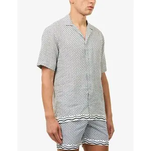 Orlebar Brown Maitan Ocra Printed Linen Shirt