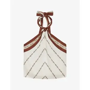 REISS Jayce Halter-neck Satin Top