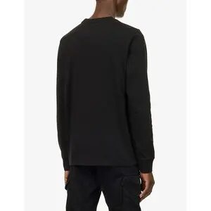 Moncler Scribble Logo-print Long-sleeve Cotton T-shirt - Black