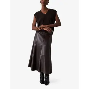 Whistles Flared Leather Maxi Skirt