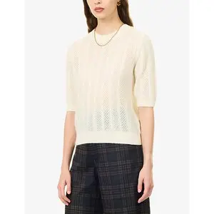 Veronica Beard Shana Pointelle-knit Alpaca-blend Top