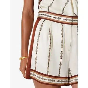 REISS Jayce Chain-print Satin Shorts