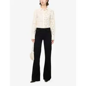 Paige Leenah Patch-pocket Wide-leg Stretch-denim Jeans
