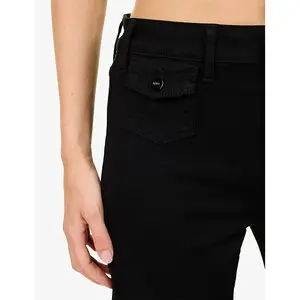 Paige Leenah Patch-pocket Wide-leg Stretch-denim Jeans