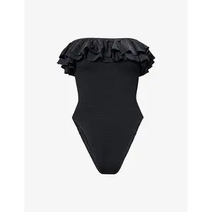 Hunza G Eloise Frill-trim Crinkled One-piece Swimsuit