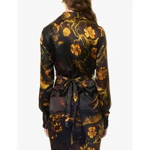 Dries Van Noten Printed Wrap-round Silk Shirt