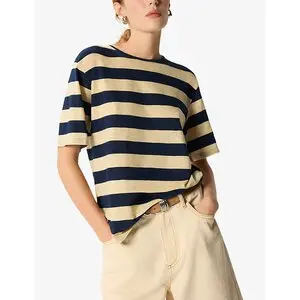 Whistles Wide Stripe-print Cotton T-shirt