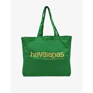 Havaianas Branded Cotton-blend Beach Bag Xl - Green