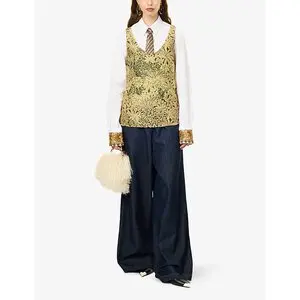 Dries Van Noten Embroidered Jacquard Woven Top