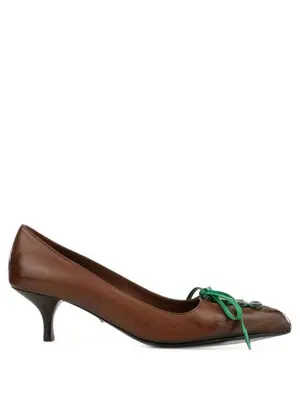 Prada Antique Effect Leather Pumps - Brown