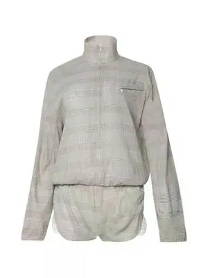 Christopher Esber Batiste Embroidered Prince Of Wales Check Jumpsuit - Neutrals