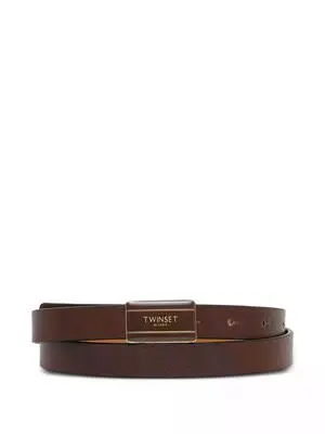 TWINSET Logo Plaque Faux Leather Belt - Brown
