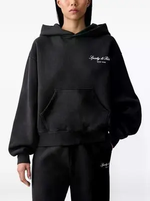 SPORTY & RICH Logo-print Pouch-pocket Hoodie - Black
