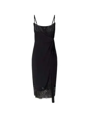 Pinko Lace Trim Wrap Midi Dress