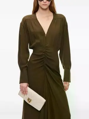 Pinko Ruched V-neck Midi Dress