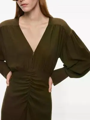 Pinko Ruched V-neck Midi Dress