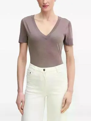 MOS MOSH Mmsink V-neck Short-sleeve T-shirt - Brown
