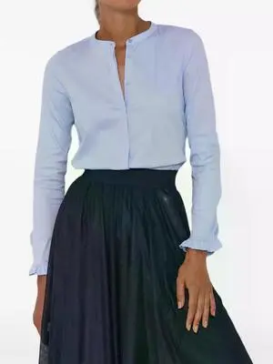 MOS MOSH Mattie Ruffle Buttoned Shirt - Blue