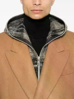 SPINA Double-breasted Layered-hood Coat