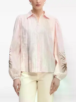 MOS MOSH Striped Embroidered Shirt - Pink