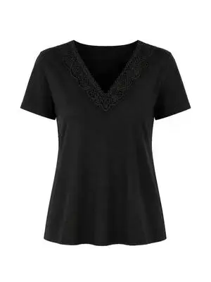 MOLLY BRACKEN Lace-trim V-neck T-shirt