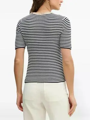 OUI Striped Embellished-neck T-shirt