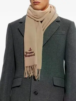 VIVIENNE WESTWOOD Logo-embroidered Fringed Scarf