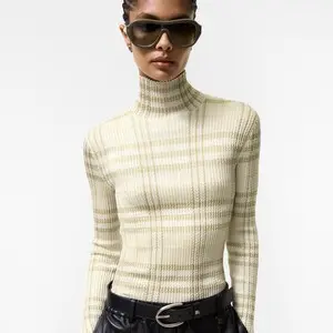Burberry Check Viscose Turtleneck Sweater